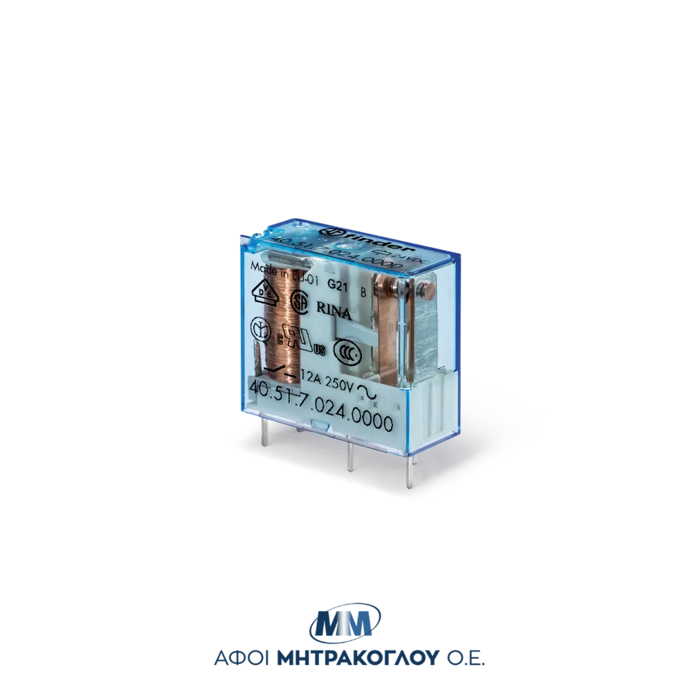 Finder Mini Ρελέ PCB / Plug-in | 40 Series | 1CO, 24V DC, 12A