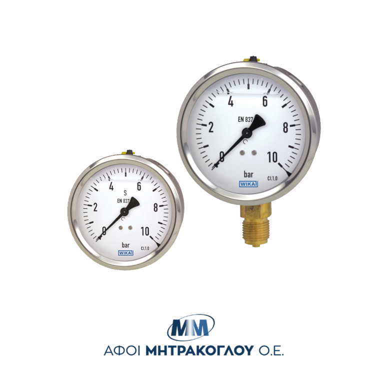 Μανόμετρο γλυκερίνης WIKA, Φ100, οριζόντιο 1/2'' BSP, 0 έως 6bar, acc. 1.0%