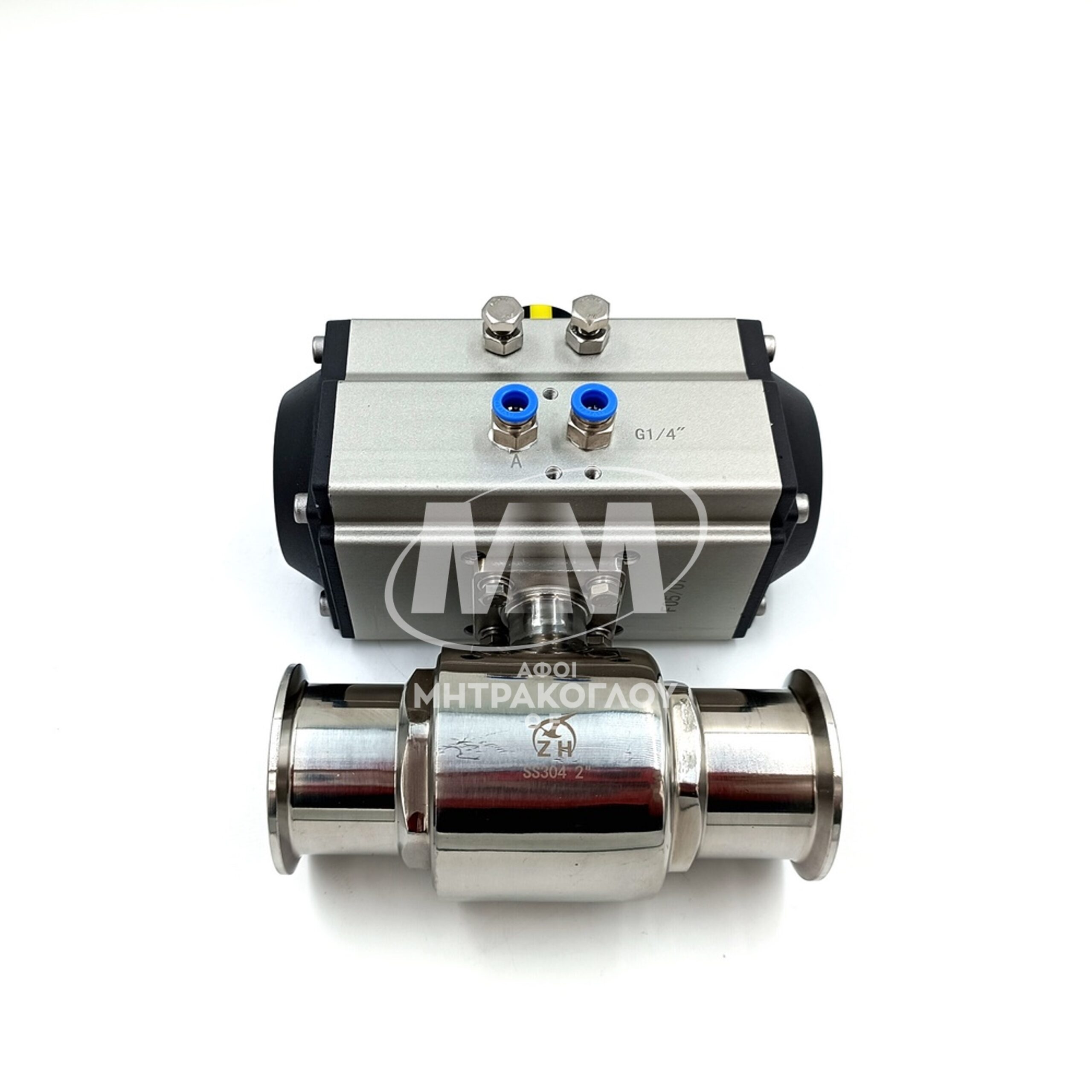 Πνευματική δίοδη σφαιρική βαλβίδα (ball valve) 2'', ανοξείδωτη, άκρα ...